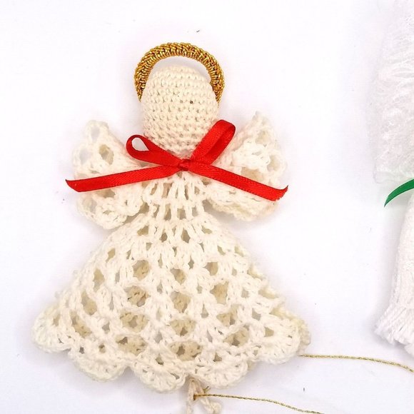 Handmade | Holiday | Vintage Christmas Crocheted Starched Ornaments ...